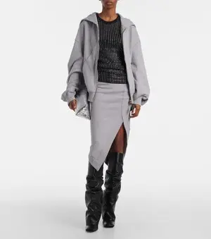Attico Logo Asymmetric Cotton Jersey Midi Skirt - Grey