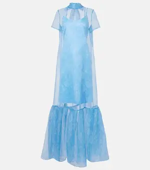 Staud Calluna Floral Organza Maxi Dress - Blue