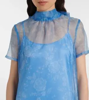 Staud Calluna Floral Organza Maxi Dress - Blue