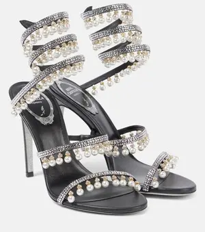 Rene Caovilla 105 Embellished Sandals - Black