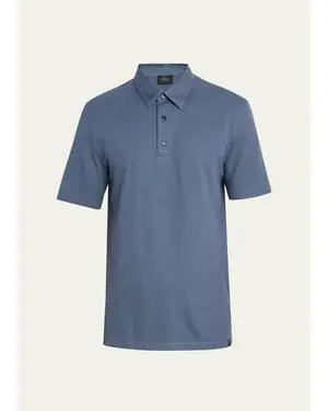 Brioni Jersey Pique Polo Shirt - Navy