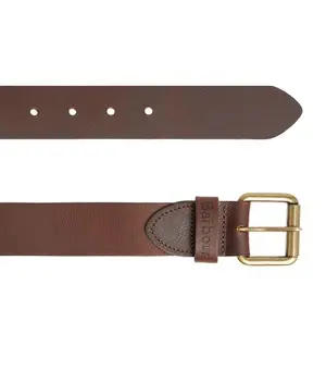 Barbour Matte Leather Belt With Gold-tone Buckle