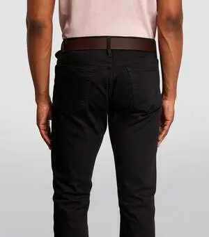 Barbour Matte Leather Belt With Gold-tone Buckle