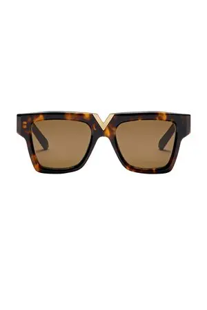 Valentino Garavani V Gold Sunglasses - Brown Tortoise