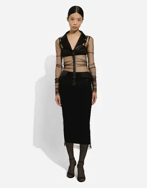 Dolce & Gabbana Stretch Tulle Pencil Skirt With Slit