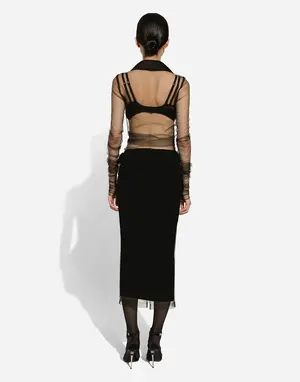Dolce & Gabbana Stretch Tulle Pencil Skirt With Slit