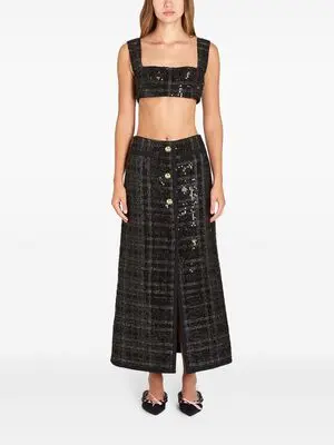 Giambattista Valli Sequinned Tartan Maxi Skirt