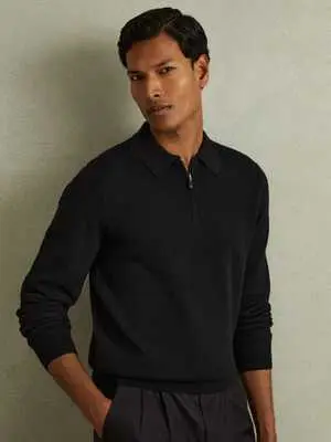 REISS Wool Half-zip Polo Shirt