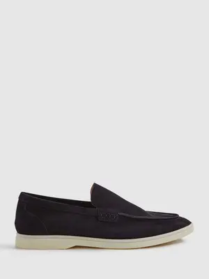 REISS Kason Suede Slip-on Loafers - Navy