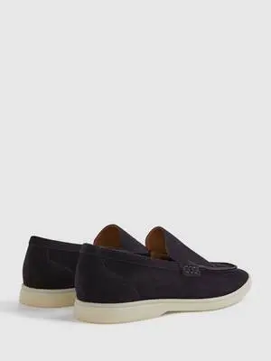 REISS Kason Suede Slip-on Loafers - Navy
