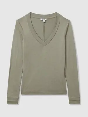 REISS Brady Jersey V-neck Top