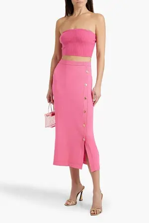 Moschino Button-detailed Knitted Midi Skirt