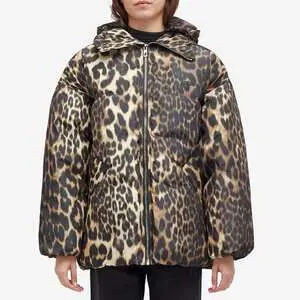 GANNI Leopard Print Puffer Jacket