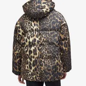 GANNI Leopard Print Puffer Jacket