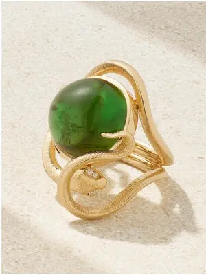 OLE LYNGGAARD COPENHAGEN Snakes 18-karat Tourmaline And Diamond Ring - Green