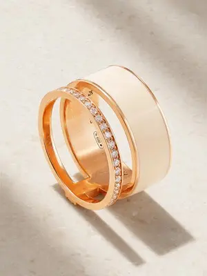REPOSSI Berbere 18-karat Lacquer And Diamond Ring - Gold