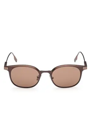 Zegna ZEGNA 50mm Round Frame Sunglasses Matte Dark Bronze / Copper