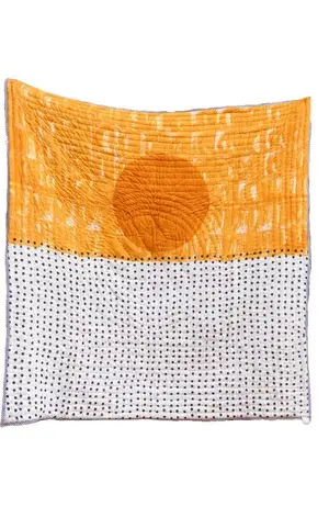 CQC LA Horizon Quilt Bedding Set With 2 Shams - Yellow/ Orange/ White