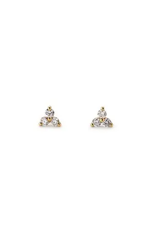 ANA LUISA Diamond Trefoil Stud Earrings - Gold
