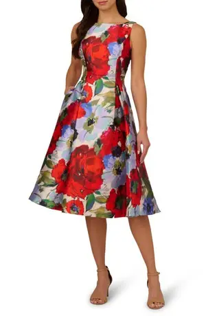 Adrianna Papell Floral Mikado Cocktail Dress