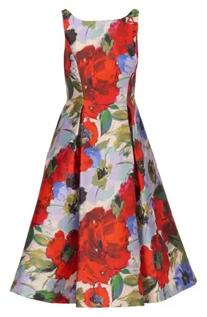 Adrianna Papell Floral Mikado Cocktail Dress