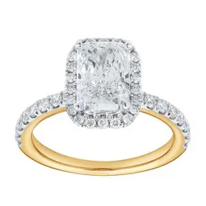 LUVMYJEWELRY 2.0 Ctw Radiant Cut Lab Grown Diamond Engagement Ring - 14k Yellow Gold