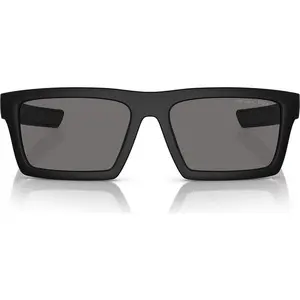 Prada 55mm Rectangular Sunglasses - Matte Black