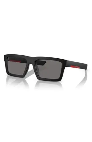 Prada 55mm Rectangular Sunglasses - Matte Black