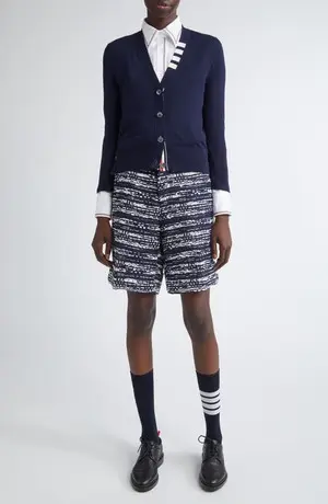 Thom Browne Jersey Stitch V-neck Cotton Cardigan