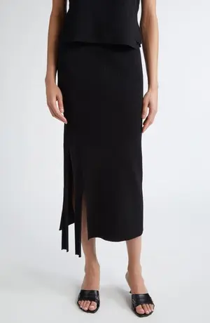 Victoria Beckham Multislit Ribbed Midi Skirt
