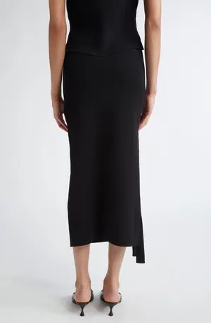 Victoria Beckham Multislit Ribbed Midi Skirt