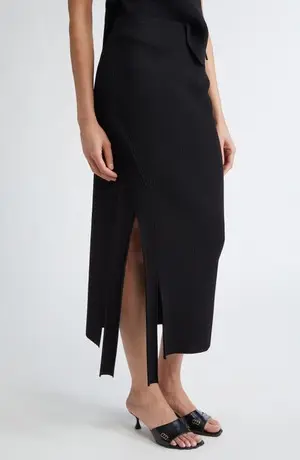 Victoria Beckham Multislit Ribbed Midi Skirt