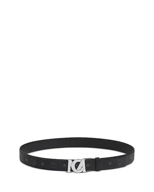 Mcm M Art Reversible Belt In Visetos - Black