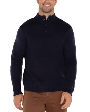 LIVERPOOL Mock Neck Pullover Sweater - Navy