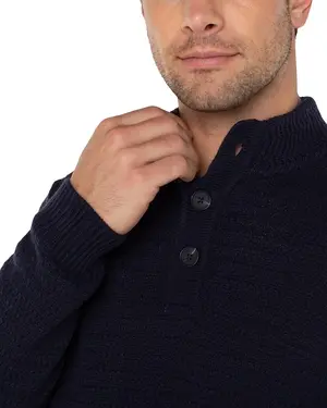 LIVERPOOL Mock Neck Pullover Sweater - Navy