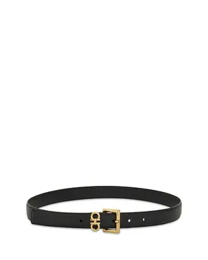 FERRAGAMO Double Gancini Leather Belt - Nero