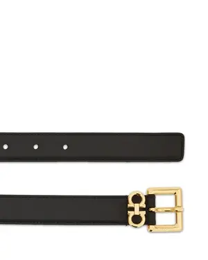 FERRAGAMO Double Gancini Fixed Belt - Nero
