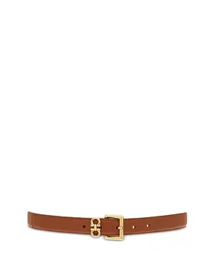 FERRAGAMO Double Gancini Fixed Belt - New Cognac