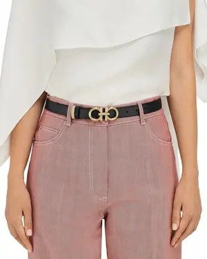 FERRAGAMO Adjustable & Reversible Gancini Belt - Nero