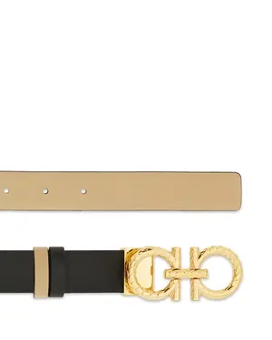 FERRAGAMO Adjustable & Reversible Gancini Belt - Nero