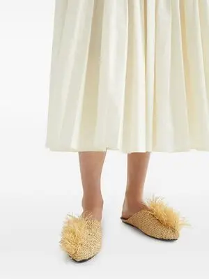 JIL SANDER Straw-embellished Slippers