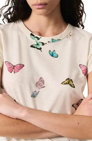 Rag & Bone Ozzy Butterfly Print T-shirt - Ivory Multi