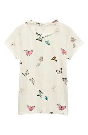 Rag & Bone Ozzy Butterfly Print T-shirt - Ivory Multi