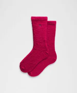 Lululemon Fuzzy Crew Socks - Berry Rumble