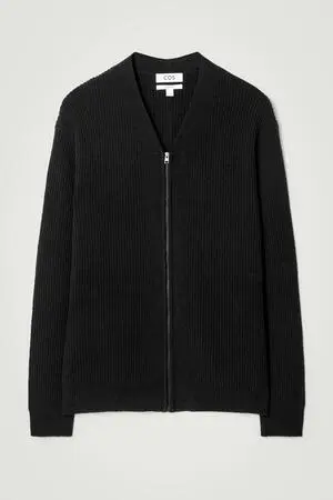 Cos Bouclé-knit Zip-up Cardigan