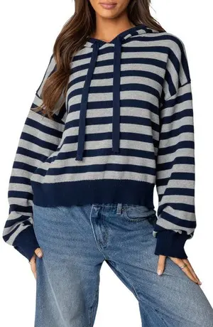 Sporty Stripes Sweatshirts Hoodies For Women
