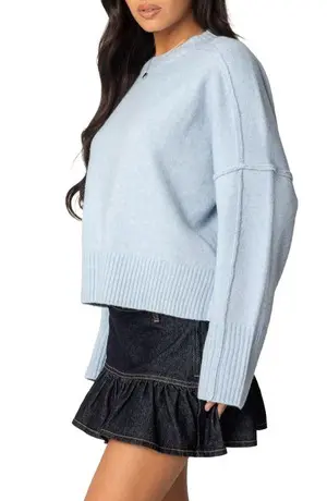 EDIKTED Shirley Oversized Crewneck Sweater - Light-blue
