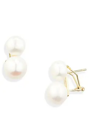 Shashi Bianca Double Pearl Earrings Gold/pearl