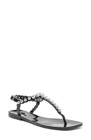 Jeffrey Campbell Plated Embellished Sandals - Black Shiny Silver
