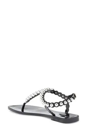 Jeffrey Campbell Plated Embellished Sandals - Black Shiny Silver
